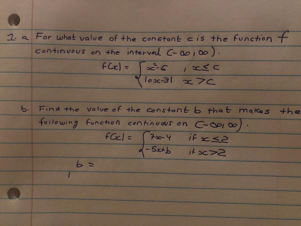 Solved 1. a For what value of the constant cis the function | Chegg.com