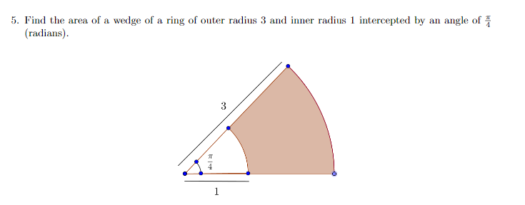 Solved 5. Find the area of a wedge of a ring of outer radius | Chegg.com
