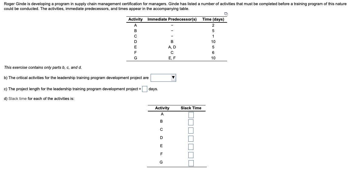 Solved This exercise contains only parts b,c, and d. b) The | Chegg.com