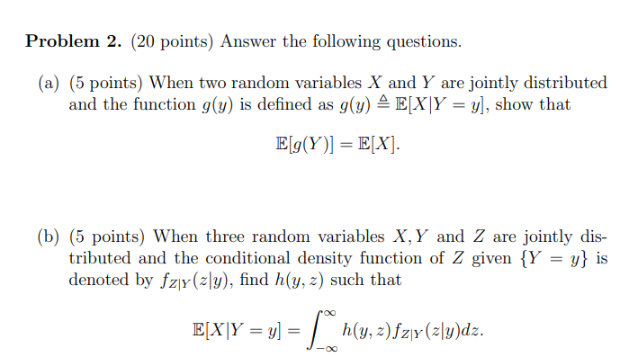 Solved (a) (5 points) When two random variables X and Y are | Chegg.com