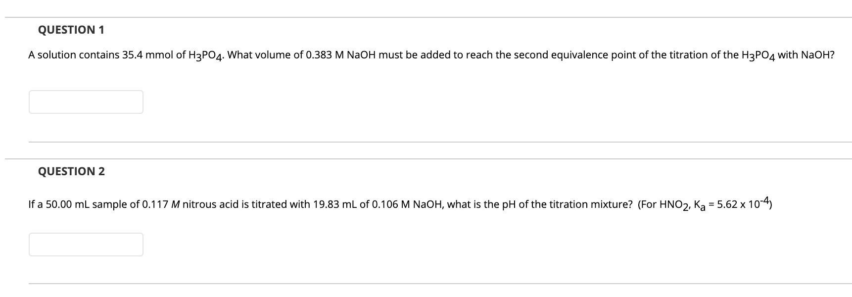 Solved QUESTION 1 A solution contains 35.4 mmol of H3PO4. | Chegg.com
