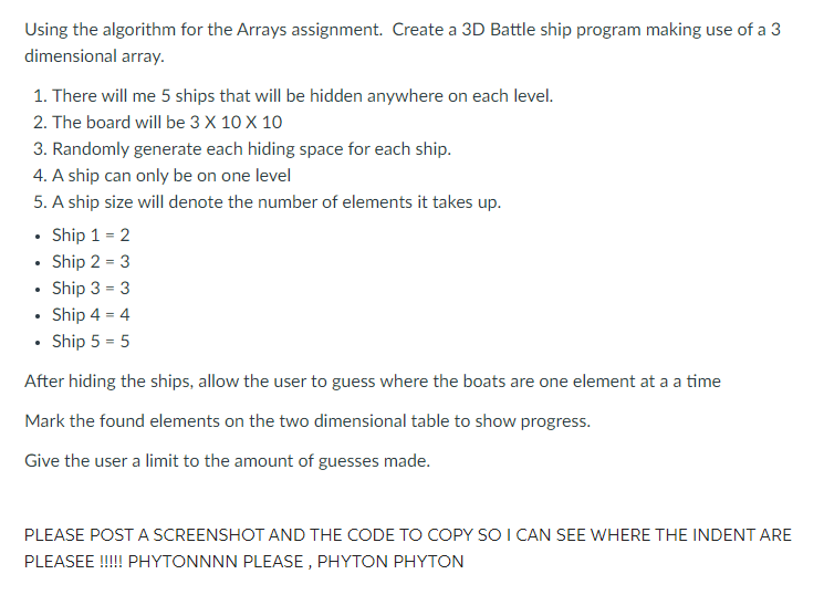 Solved Using the algorithm for the Arrays assignment. Create | Chegg.com