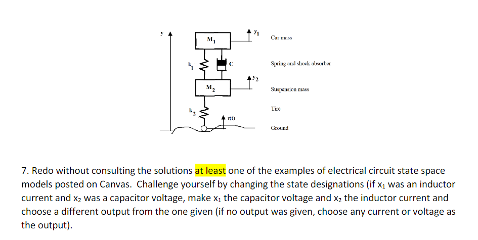 Solved 6. Find a state space model for the / car suspension | Chegg.com
