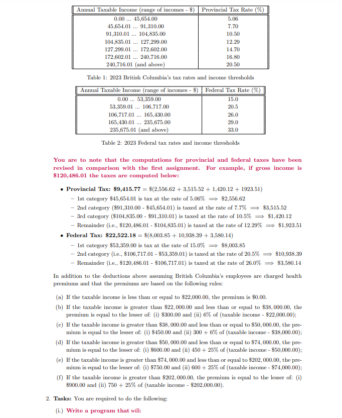 Solved Table 1: 2023 British Columbia's tax rates and income | Chegg.com