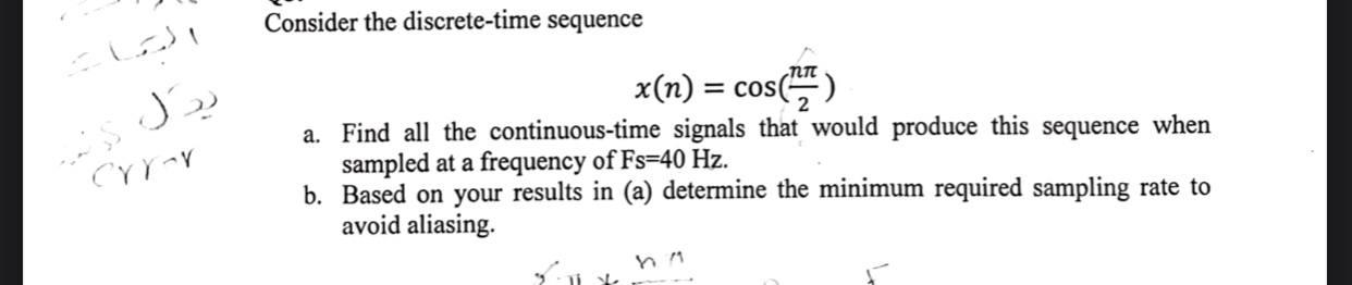Solved Consider the discrete-time sequence زر ر x(n) = costa | Chegg.com