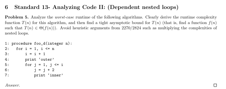 Solved Standard 13- Analyzing Code II: (Dependent nested | Chegg.com