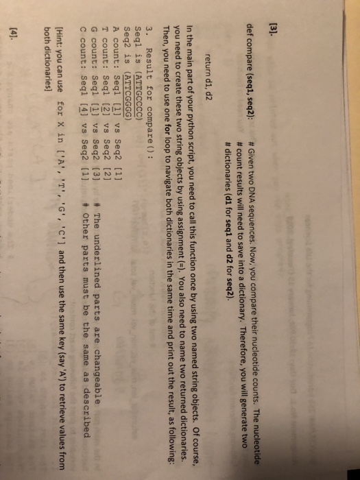 Solved 13]. # Given two DNA sequences. Now, you compare | Chegg.com