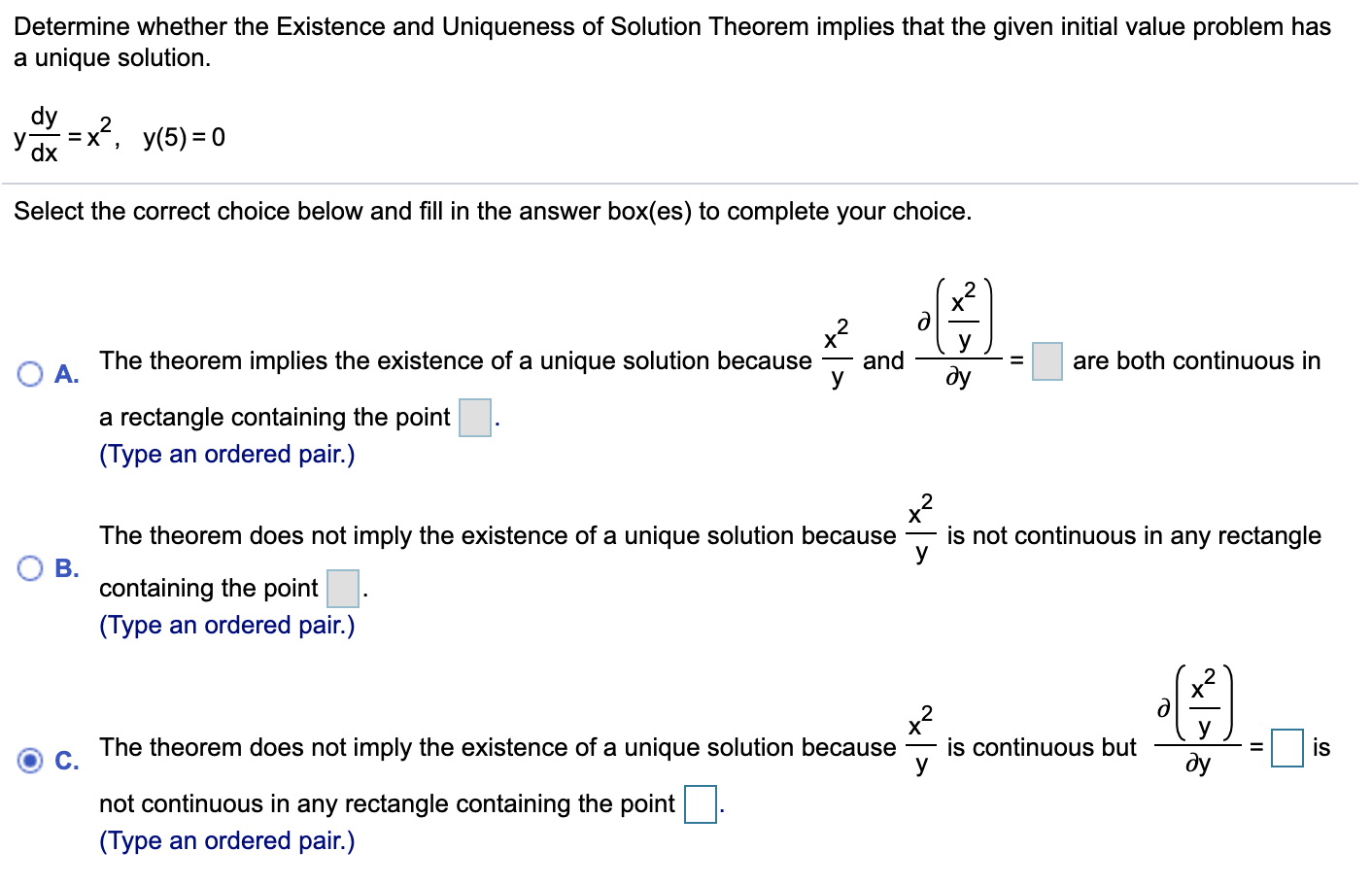 Solved Determine whether the Existence and Uniqueness of | Chegg.com