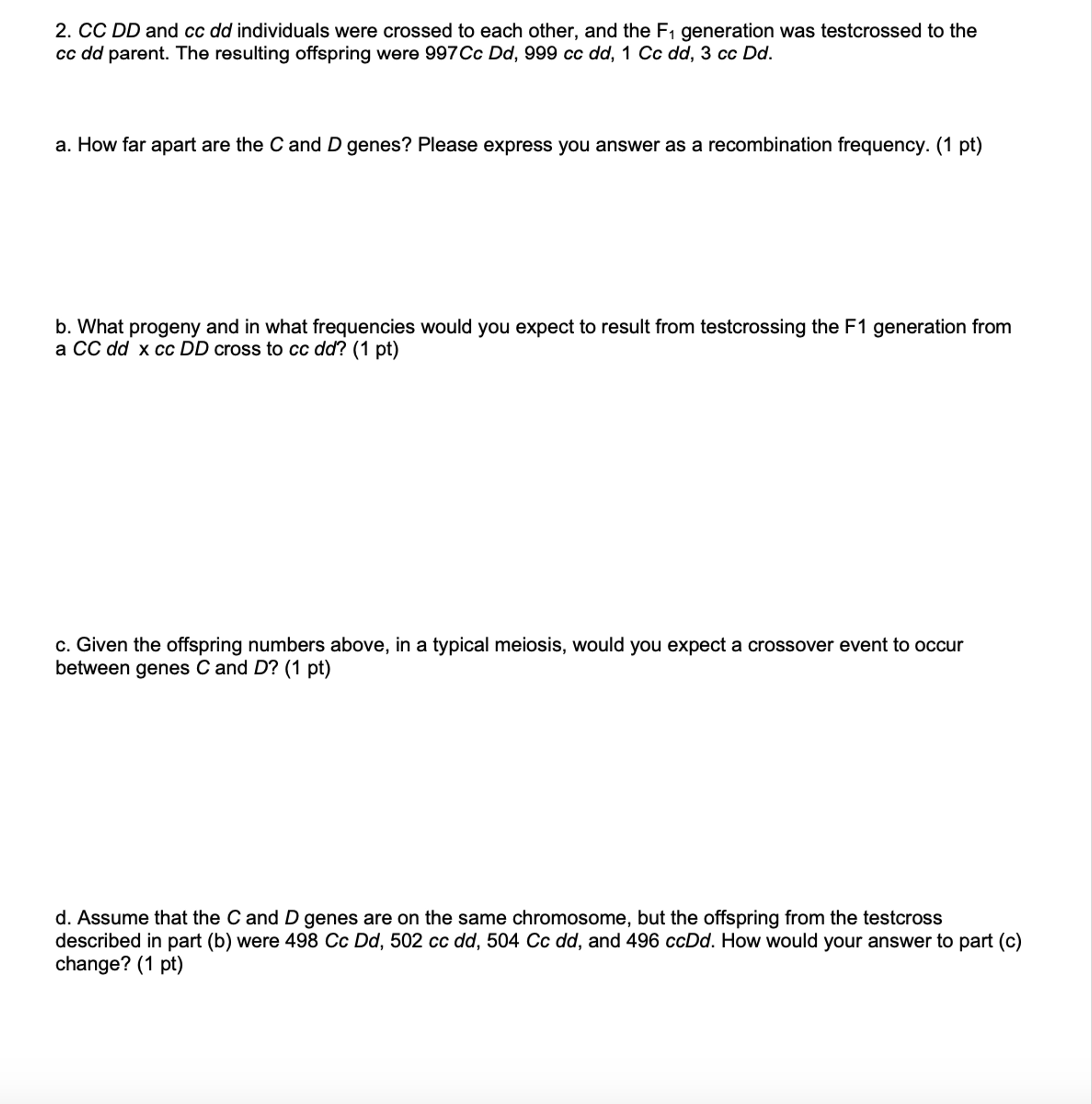 Solved CCDD ﻿and cc ﻿dd individuals were crossed to each | Chegg.com