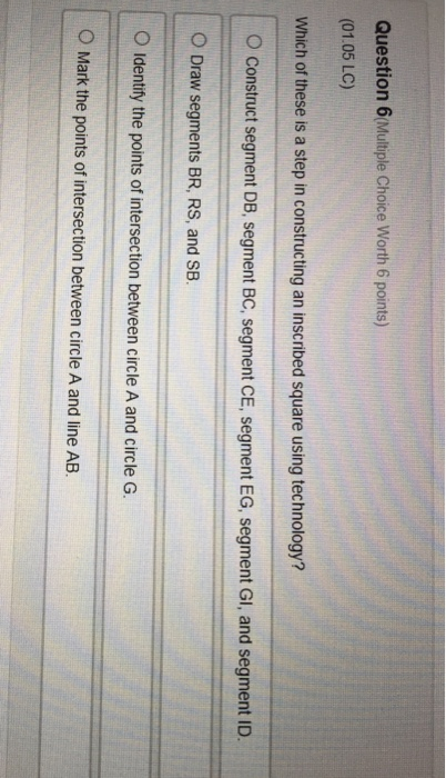 Solved Question 6(Multiple Choice Worth 6 points) (01.05 LC) | Chegg.com