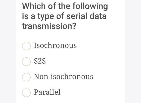 Solved Which of the following is a type of serial data | Chegg.com