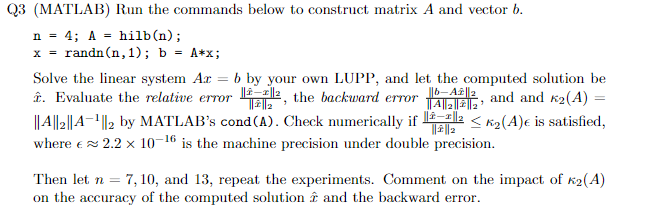 Solved 23 (MATLAB) Run the commands below to construct | Chegg.com