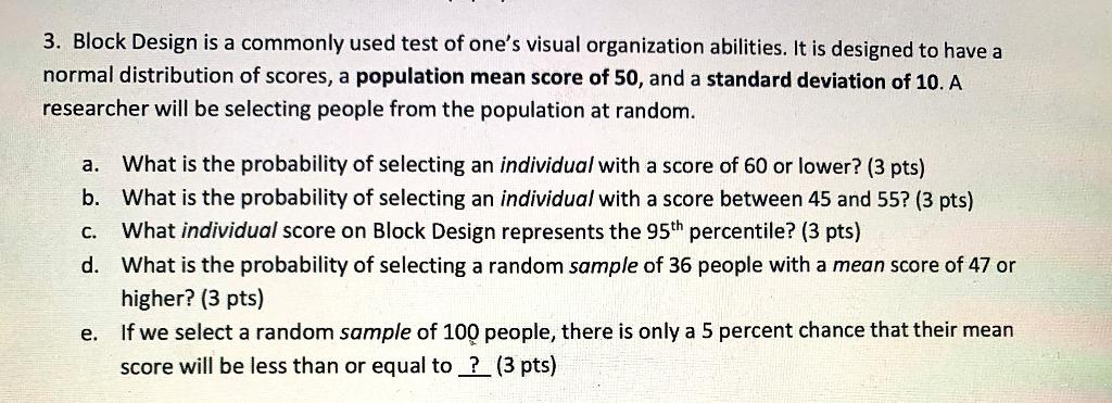 Solved 3. Block Design is a commonly used test of one's | Chegg.com