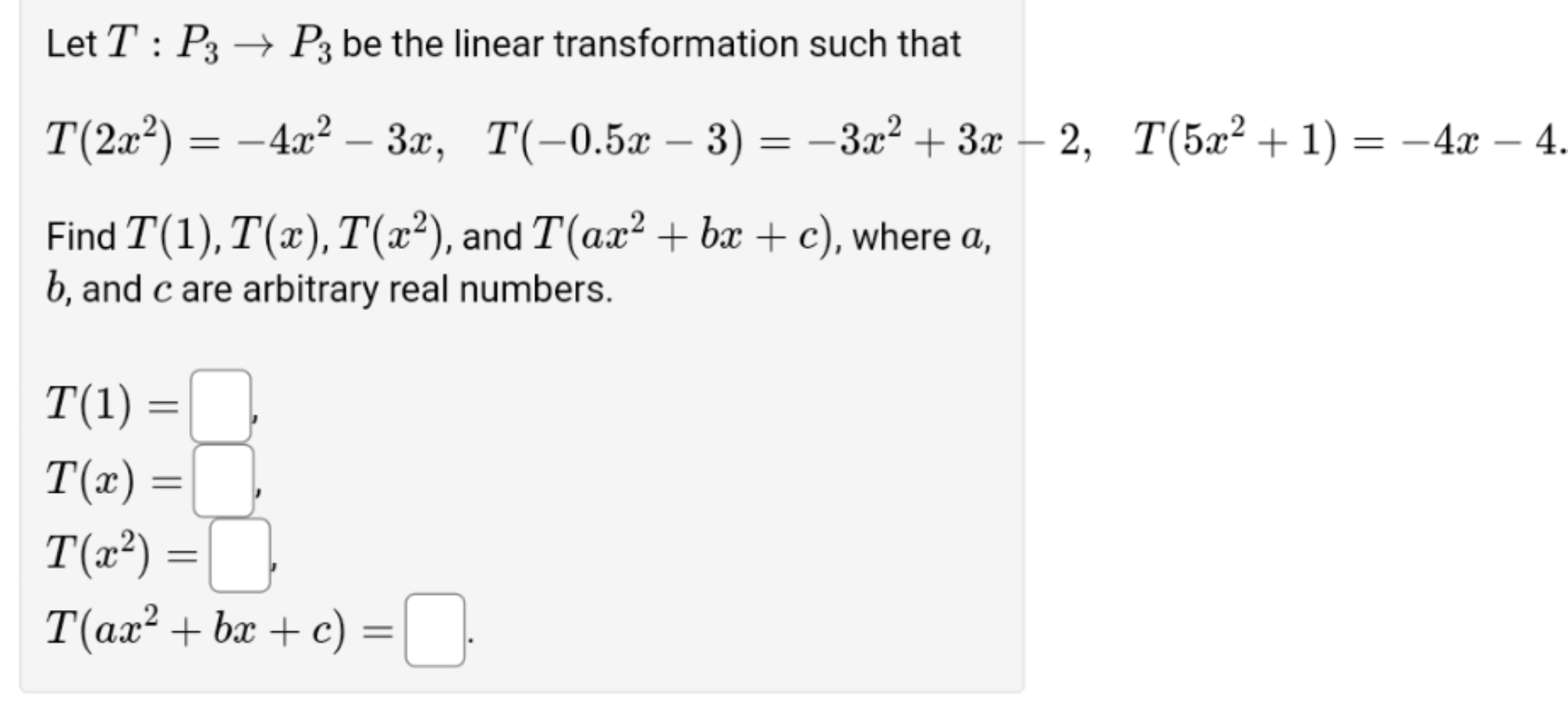 Solved Let T : P3 + P3 be the linear transformation such | Chegg.com
