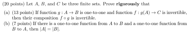 Solved (20 points) Let A, B, and C be three finite sets. | Chegg.com