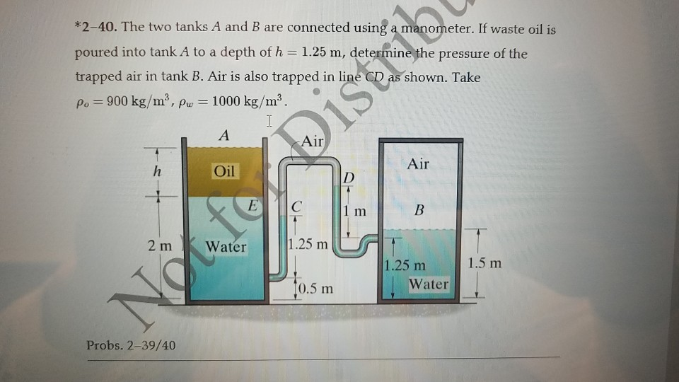 Solved *2-40. The two tanks A and B are connected using a | Chegg.com