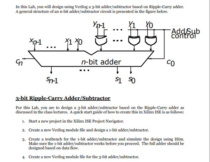 In this Lab, you will design using Verilog a 3-bit | Chegg.com