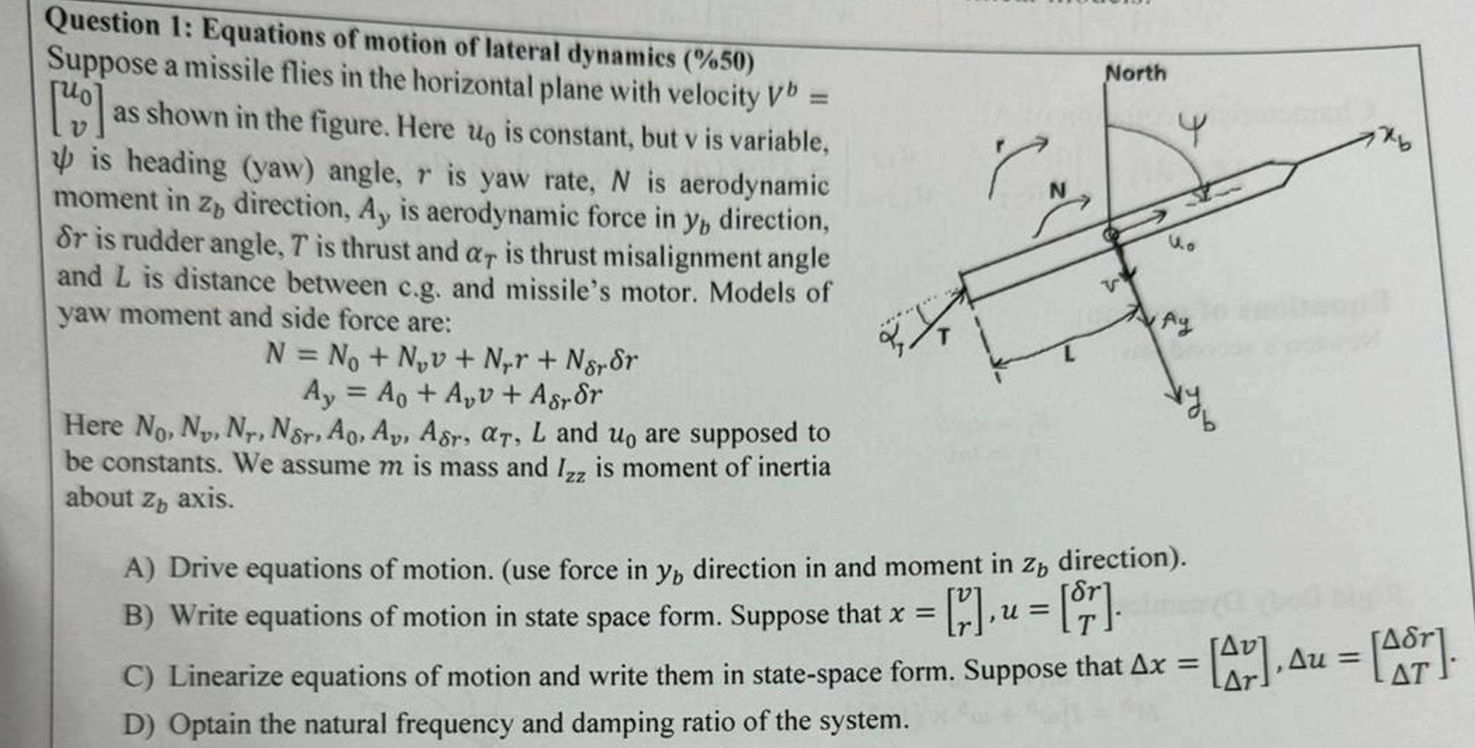 Solved Question 1: Equations of motion of lateral dynamics | Chegg.com