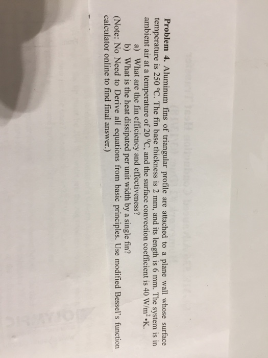 Solved Problem 4. Aluminum fins of triangular profile are | Chegg.com