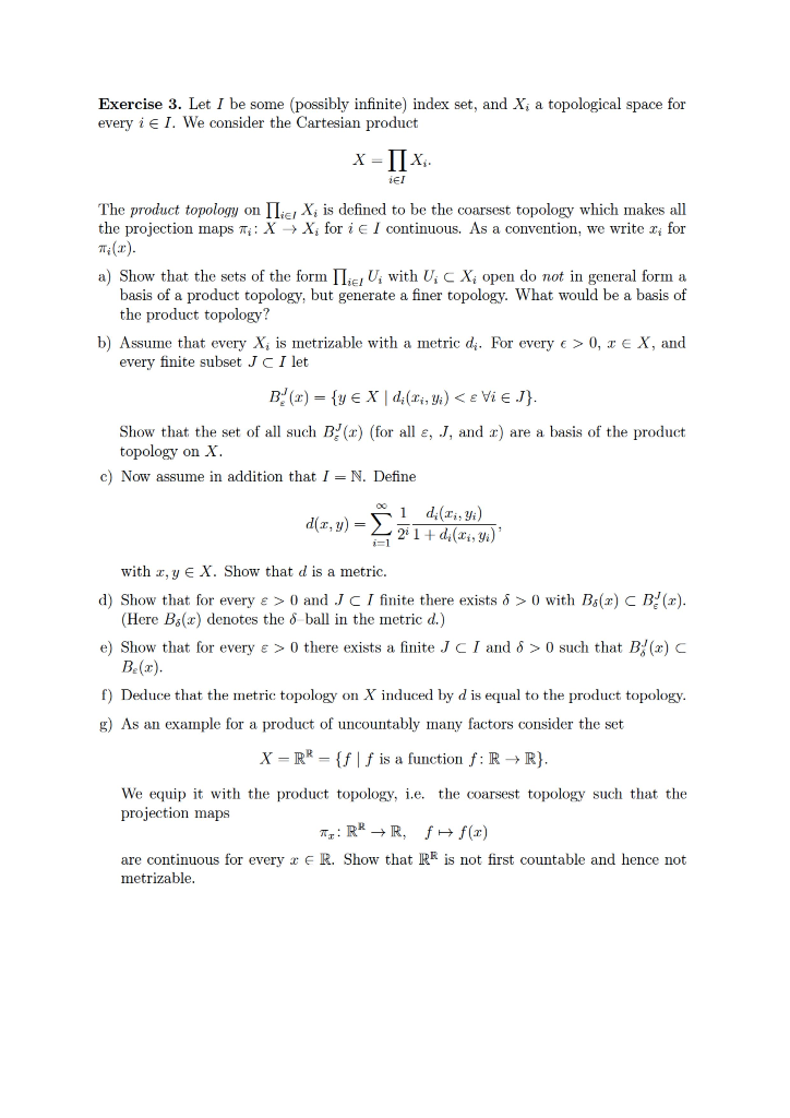 Solved Exercise 3. Let I be some (possibly infinite) index | Chegg.com