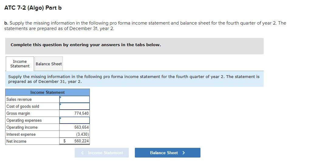 Solved Required information ATC 7-2 (Algo) Group Assignment | Chegg.com