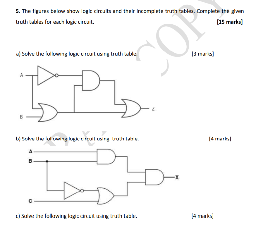 Solved 5. The figures below show logic circuits and their | Chegg.com