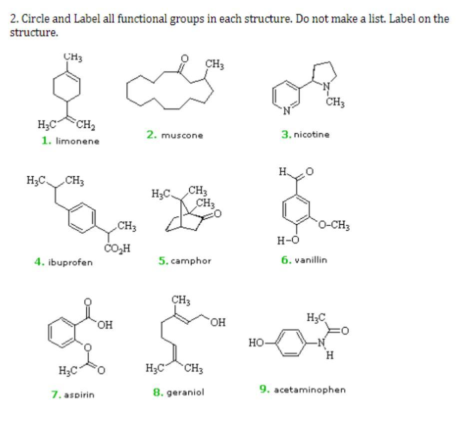 Solved 2. Circle and Label all functional groups in each | Chegg.com