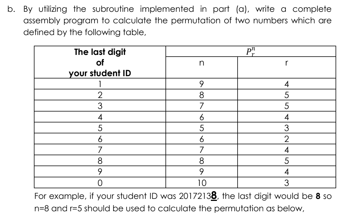 Solved b. By utilizing the subroutine implemented in part | Chegg.com