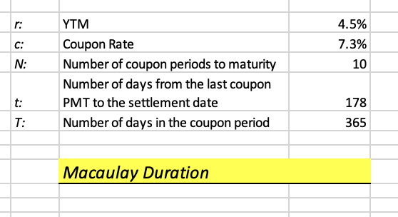 Write a macro function to estimate the Macaulay | Chegg.com