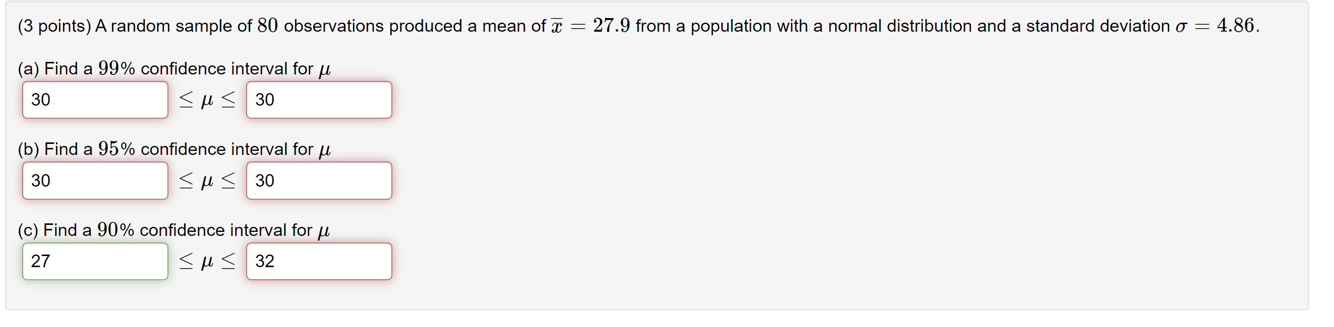 Solved A Random Sample Of 80 Observations Produced A Mean Of