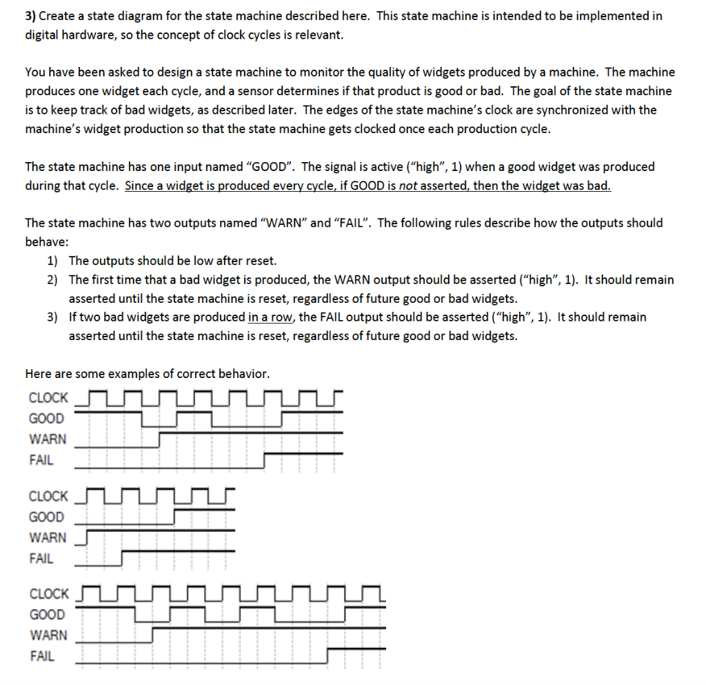 Solved 3) Create a state diagram for the state machine | Chegg.com