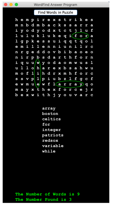 Solved Word Search Puzzle Program Using the Eclipse | Chegg.com