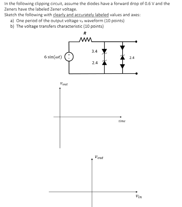 Solved In the following clipping circuit, assume the diodes | Chegg.com