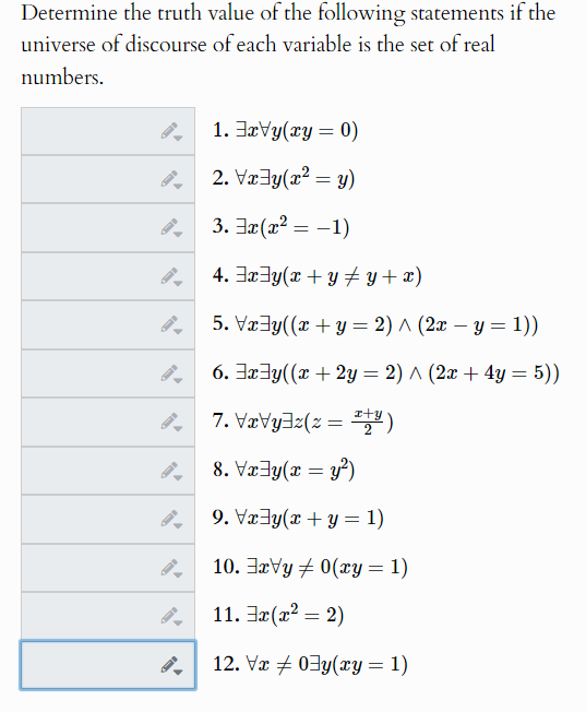 Solved Determine the truth value of ﻿the following | Chegg.com
