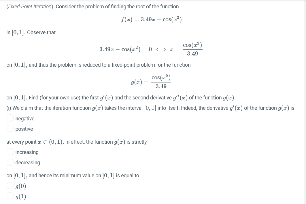 Solved (Fixed-Point Iteration). Consider the problem of | Chegg.com