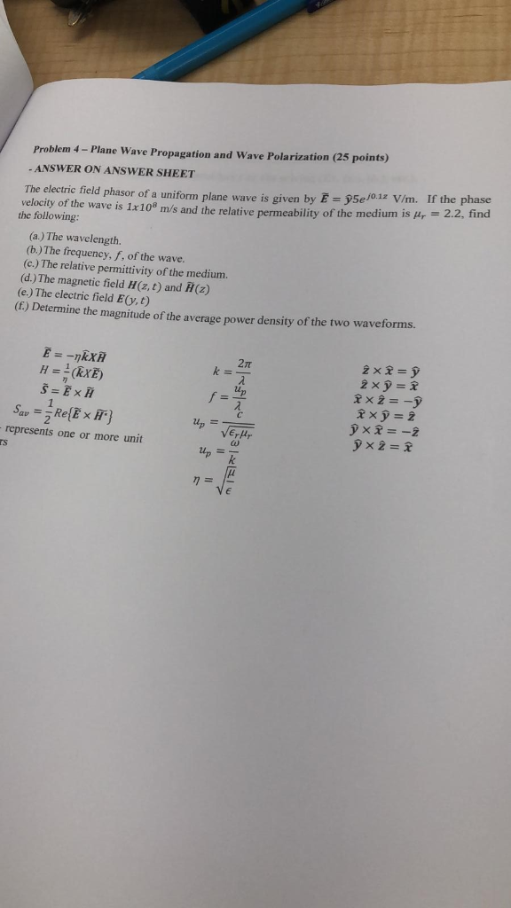 Solved Problem 4 - Plane Wave Propagation and Wave | Chegg.com