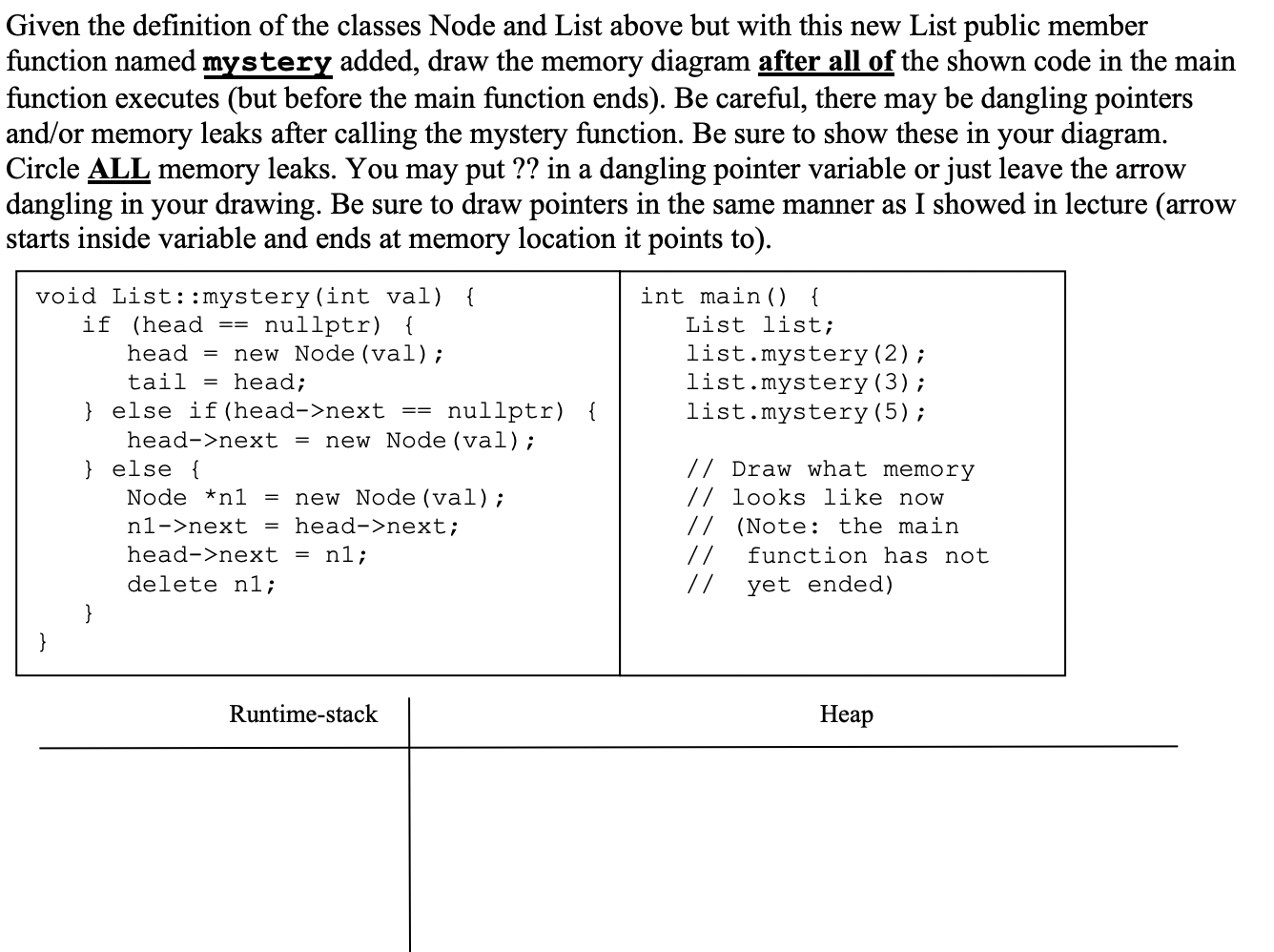 Solved Given the definition of the classes Node and List | Chegg.com