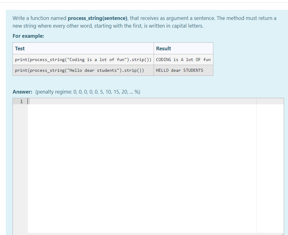 Solved Write a function named process_string(sentence), that | Chegg.com