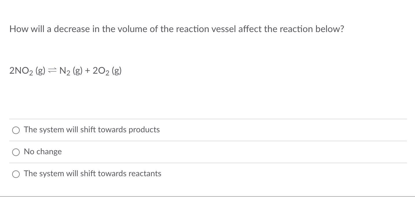 Solved How will a decrease in the volume of the reaction | Chegg.com