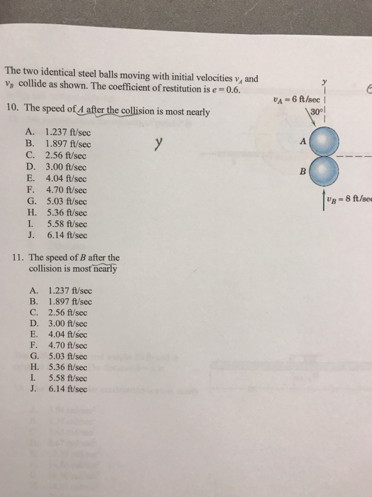 Solved The two identical steel balls moving with initial | Chegg.com