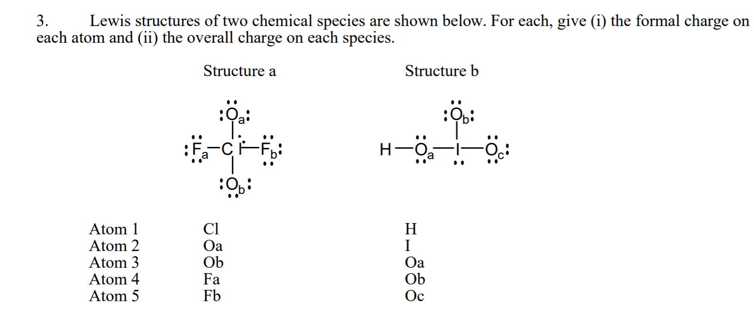 Solved 3. Lewis structures of two chemical species are shown | Chegg.com