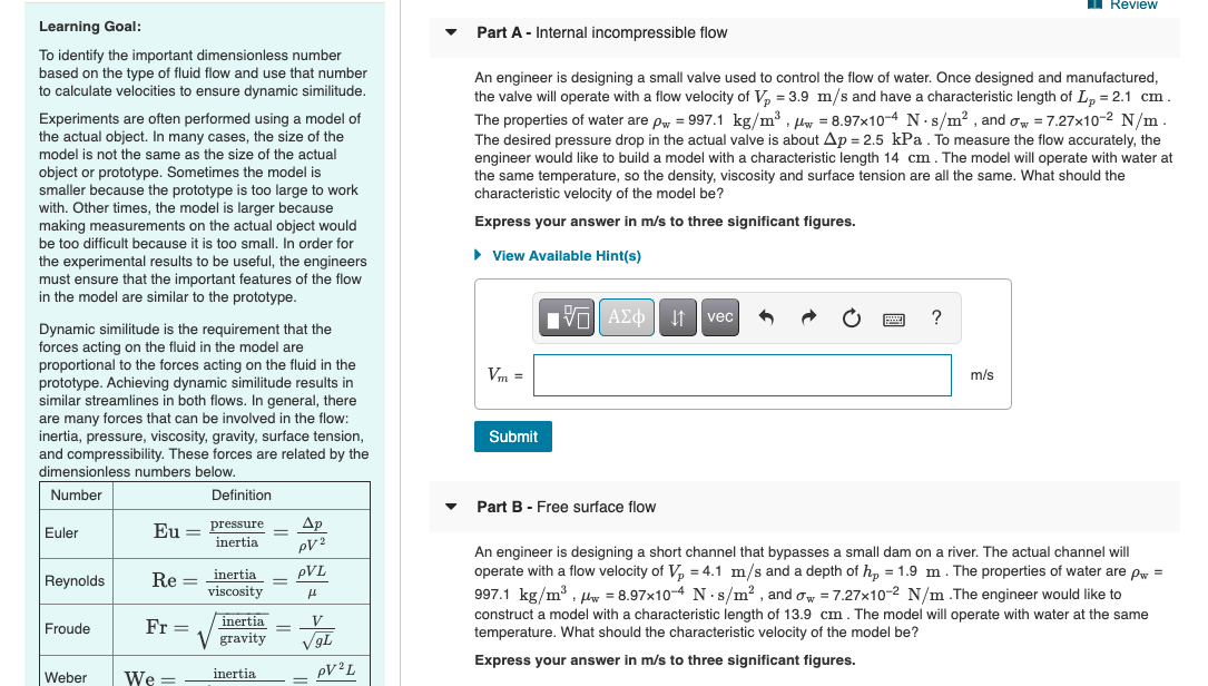 Solved Review Part A - Internal incompressible flow An | Chegg.com