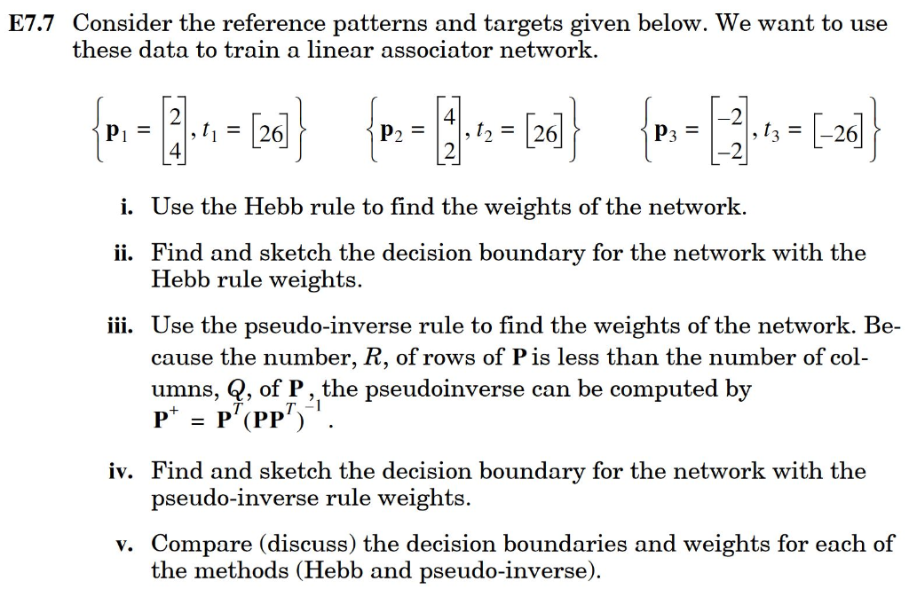 Solved E7.7 Consider the reference patterns and targets | Chegg.com