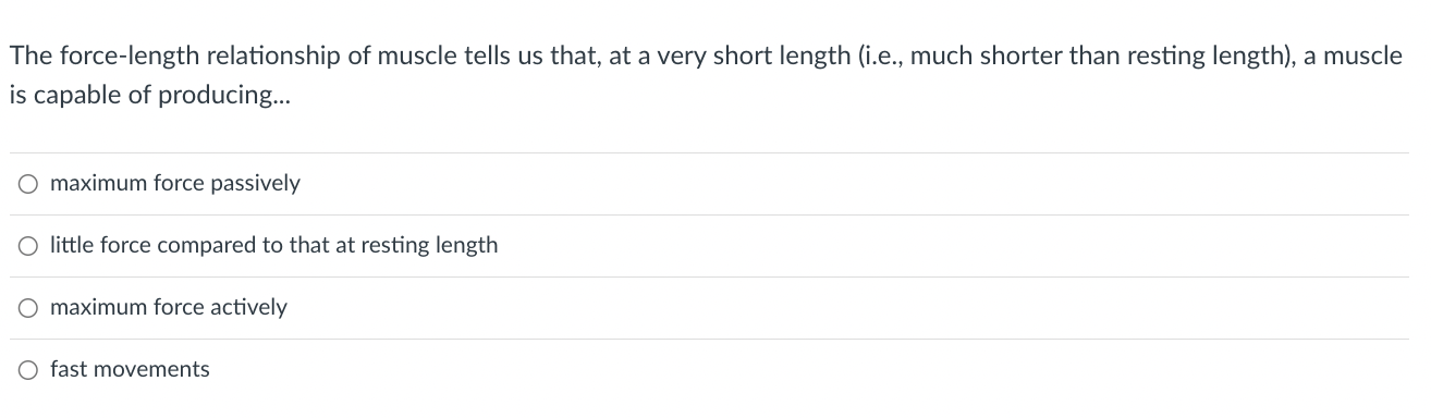 Solved The force-length relationship of muscle tells us | Chegg.com