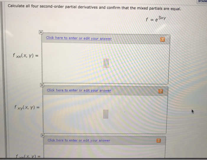 Solved Calculate all four second-order partial derivatives | Chegg.com