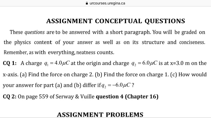 Solved e urcourses.uregina.ca ASSIGNMENT CONCEPTUAL | Chegg.com