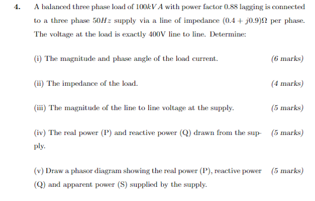 Solved A balanced three phase load of 100KV A with power | Chegg.com