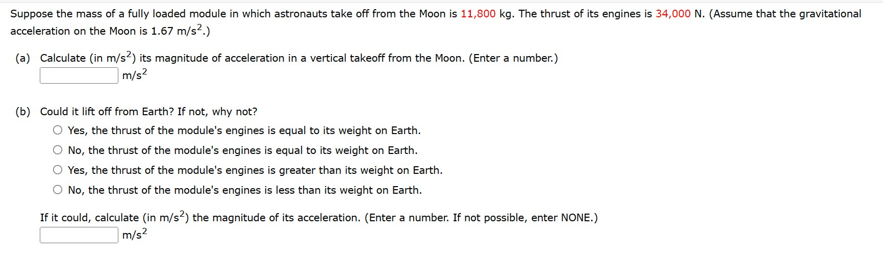 Solved Suppose the mass of a fully loaded module in which | Chegg.com