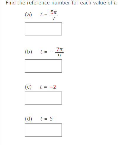 Solved Find the reference number for each value of t. (a) | Chegg.com
