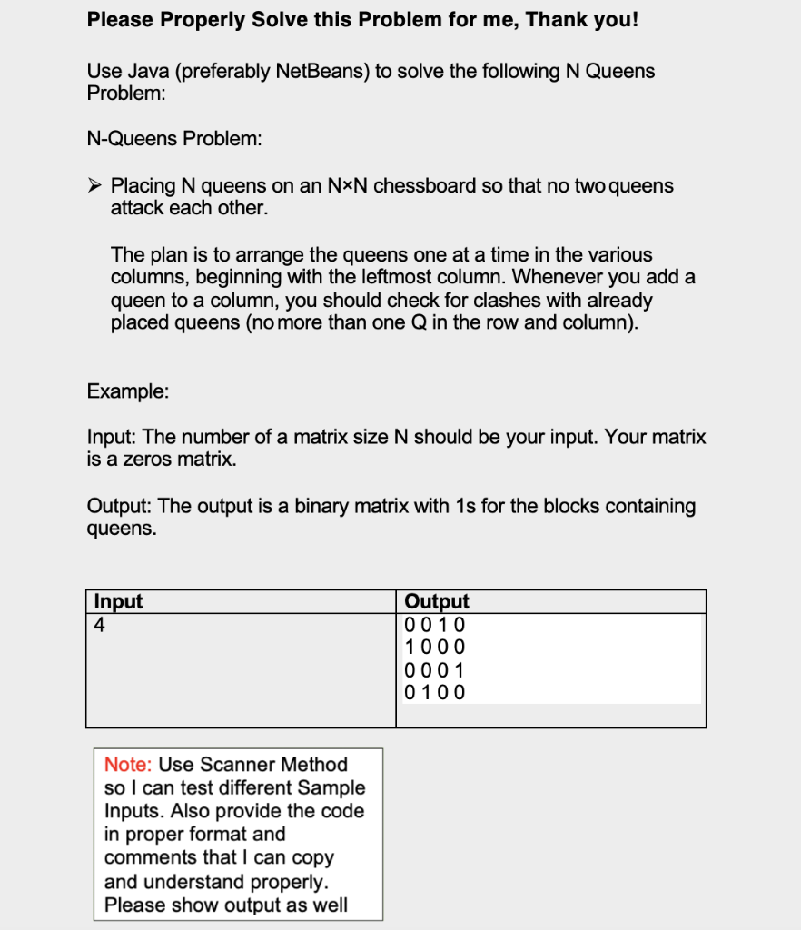 Solved Note Use Scanner Method So I Can Test Different